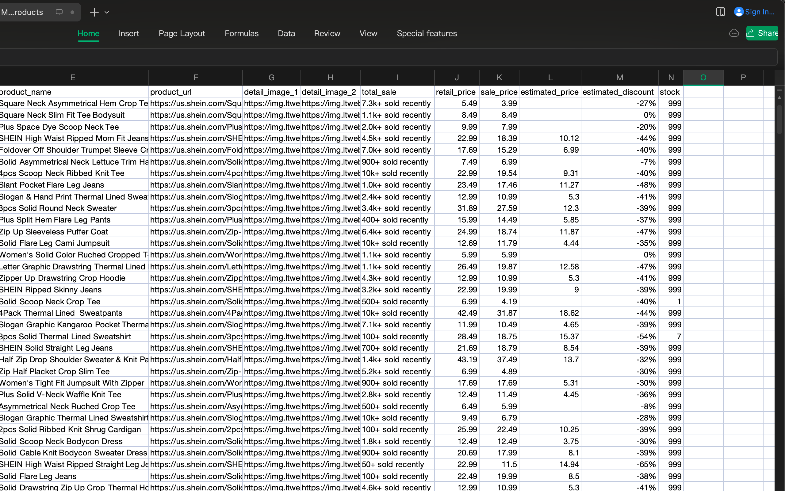 Shein Store Product Exporter - Export Shein store product data to CSV file just one click